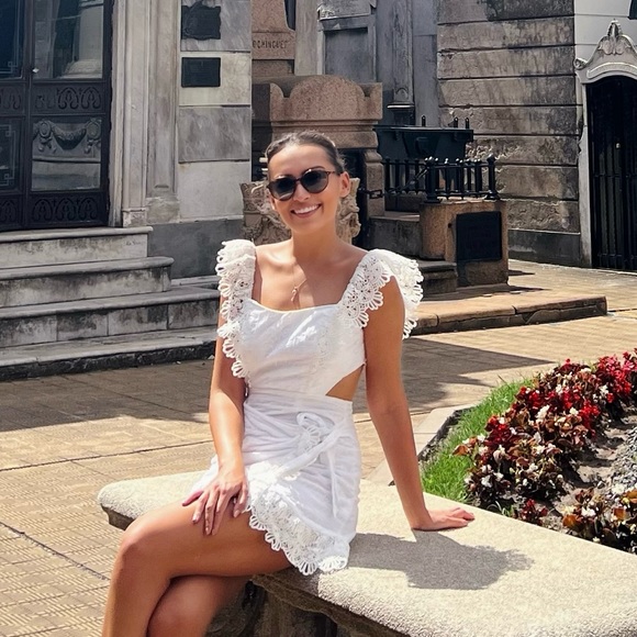 Hello Molly | Dresses | Hello Molly White Cut Out Ruffled Summer Dress ...